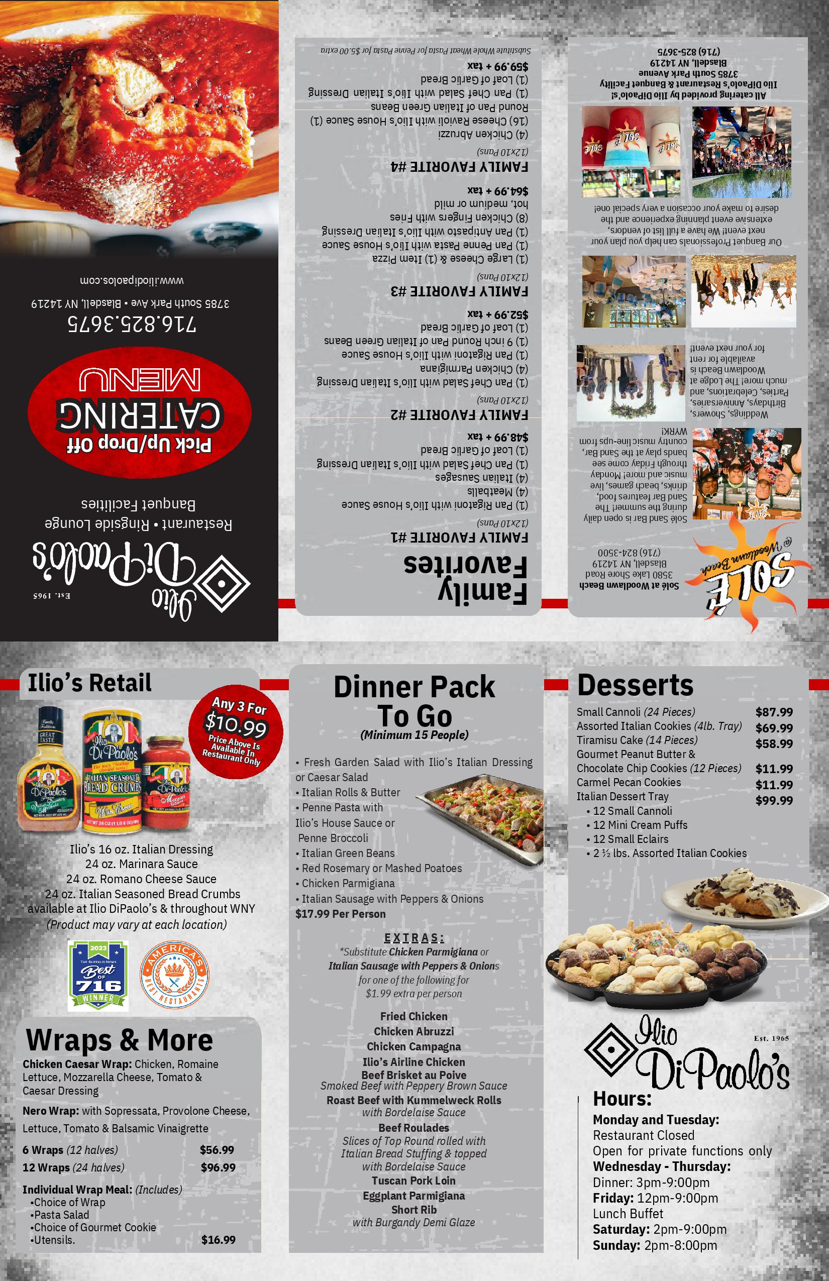 At-Home & Drop-Off Catering Menu | Ilio DiPaolo's Restaurant & Banquet ...